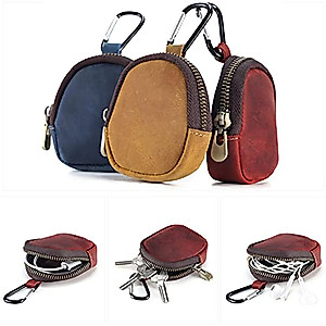 Tomcrazy Mini Backpack Bag Genuine Leather Carrying Pouch Small Purse for AirPods Pro Case, Galaxy Buds, Sony LinkBuds S WF-L900 WF-1000XM4, Keys, Coins,Access Card, Airtag (Wine red)