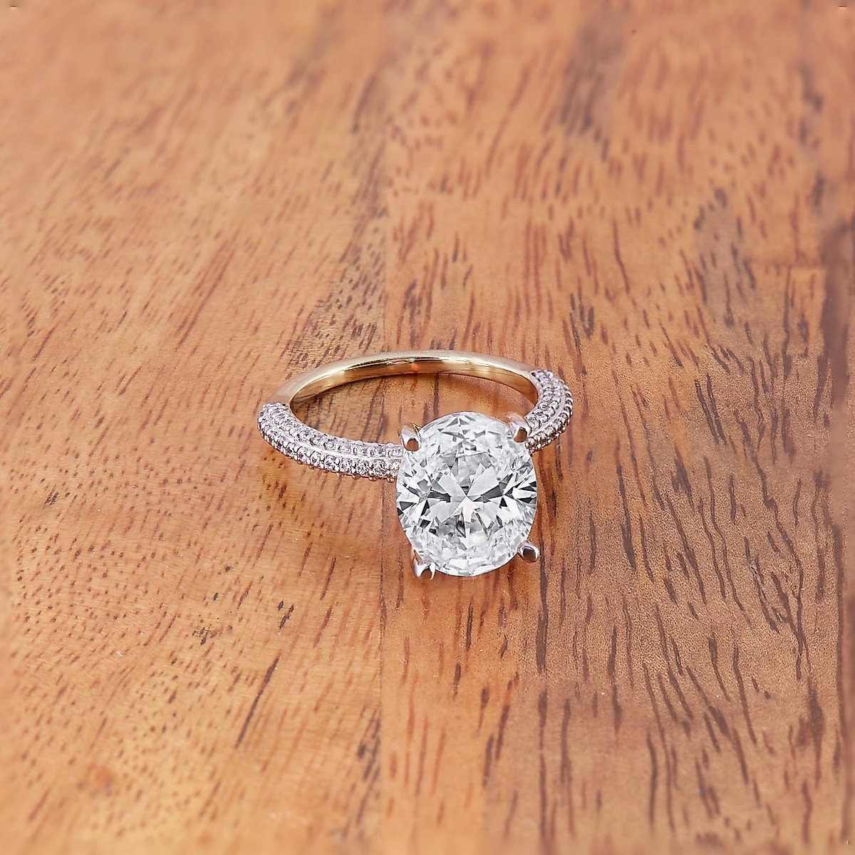 FRIENDLY DIAMONDS 2 Carat IGI Certified Oval Shape Lab Grown Diamond Ring | 14K Or 18K White, Yellow Or Rose Gold | Grace Micro Pave Eternity Diamond Ring | FG-VS1-VS2 Quality