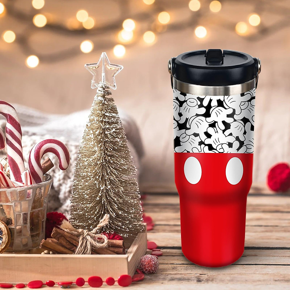 thmasamwr Cute Mouse Tumbler with Lid and Straw, Stainless Steel 30oz Tumbler with Handle, Cartoon Mouse Gifts Coffee Mug Water Bottle Cups for Women and Girls