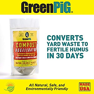 MaxWorks 80699 Compost Bin Tumbler for Garden and Outdoor, 42 Gallon Capacity, Black & Green Pig Compost Accelerator Converts Yard Waste to Fertile Humus in 30 Days and Helps Control Odors Associated