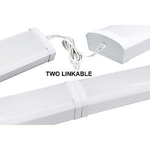 (Pack of 4) LED Shop Light 4FT, 40W 4800LM 6000K Super Bright White, Linkable LED Light Bar for Room, Garage, Corded Electric with Built-in ON/Off Switch, Frosted Cover