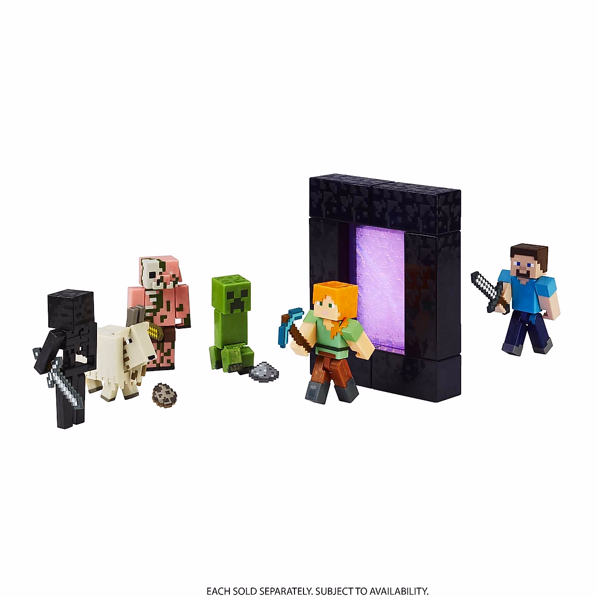 Minecraft Steve Action Figure, 3.25-in, with 1 Build-a-Portal Piece & 1 Accessory, Building Toy Inspired by Video Game, Collectible Gift for Fans & Kids Ages 6 Years & Older