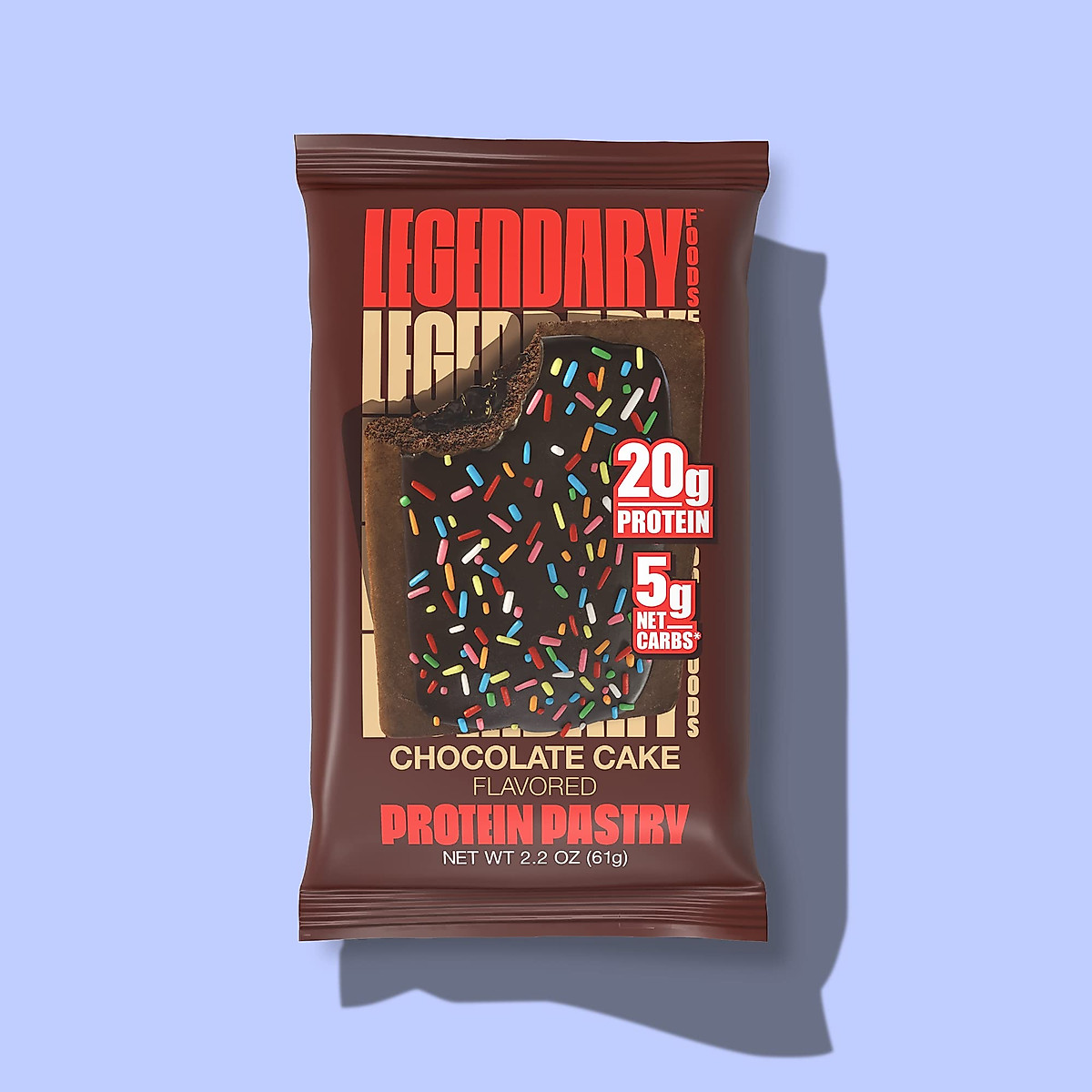 Legendary Foods 20 gr Protein Pastry | Low Carb, Tasty Protein Bar Alternative | Keto Friendly | No Sugar Added | High Protein Breakfast Snacks | Gluten Free Keto Food - Chocolate Cake (8-Pack)