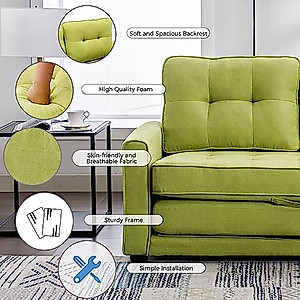 ERYE Modern Convertible Futon Sofa Bed, Adjustable Functional Loveseat Compact Foldable Love Seat,Comfy Sleeper Daybed 3 in1 Recliner Sofa & Couch for Small Space