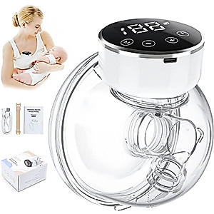 Wearable Breast Pump, Hands Free Breast Pump, Electric Breast Pump with 3 Modes & 9 Levels, Portable Breast Pump LCD Display, Wireless Breast Pump with Massage Mode, 17/ 19/ 21/ 24 mm Flanges - URMYWO