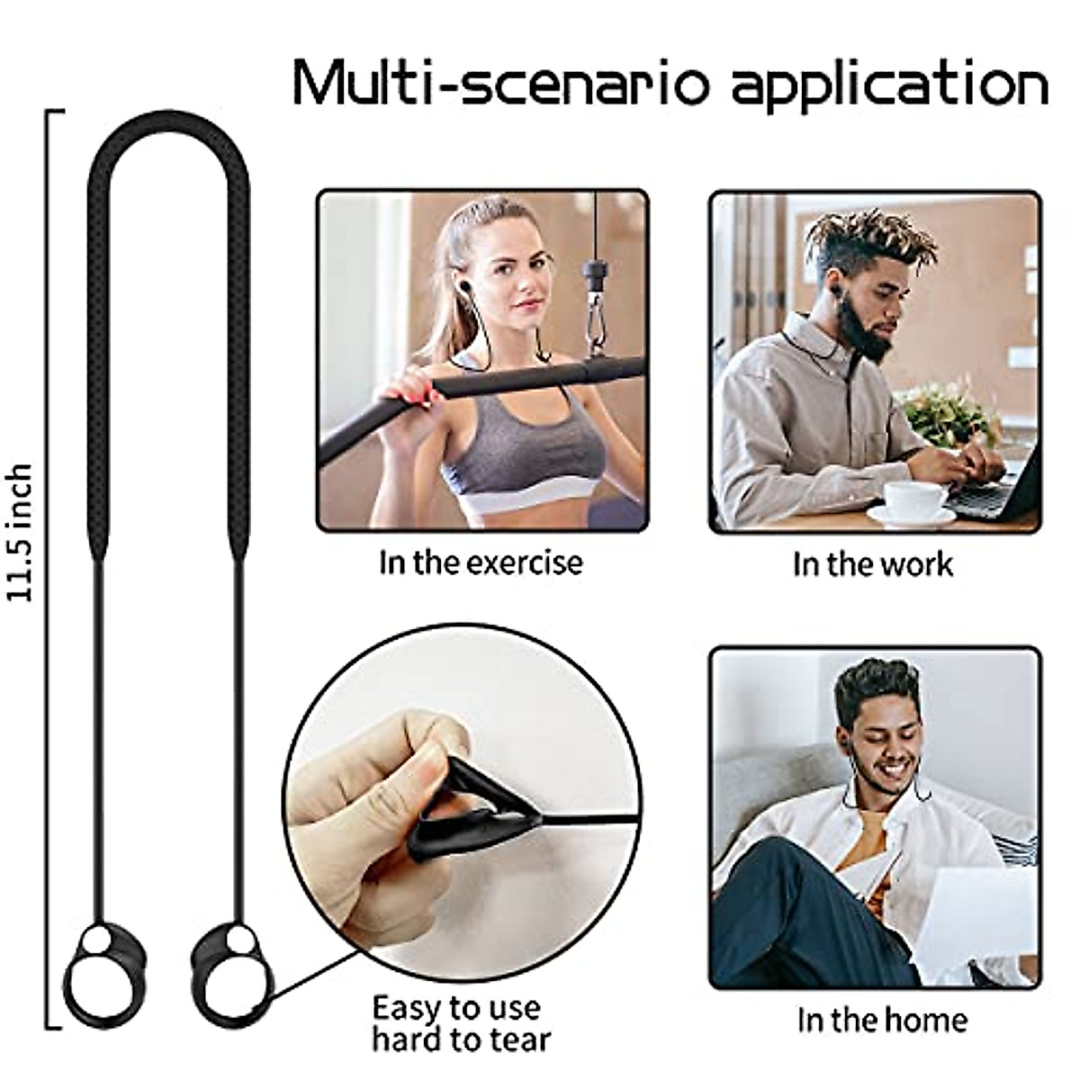 SUIHUOJI for Sony WF-1000XM4 Strap, Soft Silicone Special Anti-Skid Design Sports Anti Lost Strap Lanyard Accessories Compatible with Sony WF-1000XM4 Neck Rope Cord(Black)