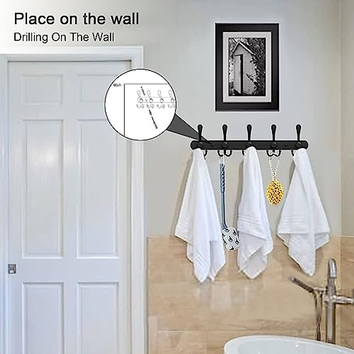 C&AHOME Over The Door Hooks - 10 Hooks Over Door Hanger Racks,Over Door Coat Rack for Hanging Clothes Hat Towel, Heavy Duty Black Over The Door（Stainless Steel）
