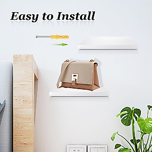 LDHHYH 2 Pack 12 x 8 Inch Floating Shelves for Wall, White Solid Wood Wall Shelf, Small Wall Mounted Floating Shelves for Bathroom, Living Room, Bedroom, Kitchen, Home Decor