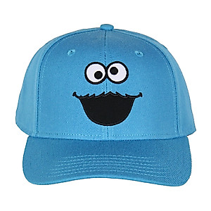 Sesame Street Cookie Monster Mens' Snapback Hat Adult Precurve Adjustable Cap | Perfect for Everyday Wear Blue
