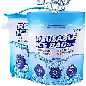 Yitote Reusable Ice Bag(Set of 2)– 2.5lb Ice Cube Bag,Ice Packs for Cooler,Leakproof Ice Bag Long Lasting Dry Freezer Packs for Camping Hiking and Drinks