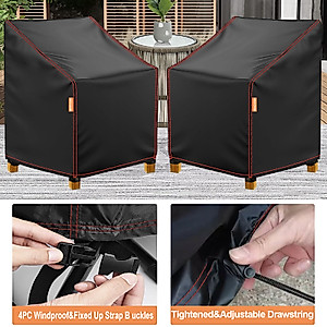 Patio Chair Cover,2 Pack Lawn Outdoor Furniture Chair Covers With Strip, Heavy Duty Chair Cover For Lawn Lounge Deep Seat, Patio Dining Chair And High-back Chair(33"W X 34"D X 31"H)