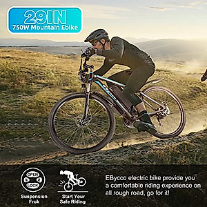 29in 750w Electric Road Ebike for Adults, EBycco 48v 13ah 28mph Electric Mountain Bike Cityscape Commuter Beach Cruiser E Bicycle for Men Women, USB Phone Holder&Shimano 21-Speed&&Removable Battery
