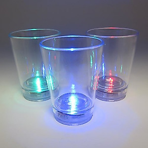 LED Light Up Shot Glasses (Set of 12) - Push Button Light Up LED Shot Glasses with Glowing LED Lights (Assorted Colors)