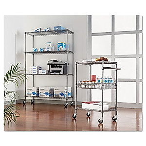 Alera Complete Wire Shelving Unit w/Caster, 48" x 18" x 72", Black Anthracite