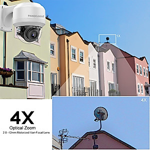 PANOEAGLE Outdoor 8MP PTZ PoE IP Camera Dome with Pan Tilt 4X Optical Zoom Motorized Lens, Built-in Mic, Human Vehicle Detection, 165ft IR Night Vision, IP67, IK10