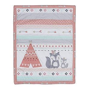 Lambs & Ivy Little Spirit 3-Piece Crib Bedding Set - Blue, Gray, White, Coral