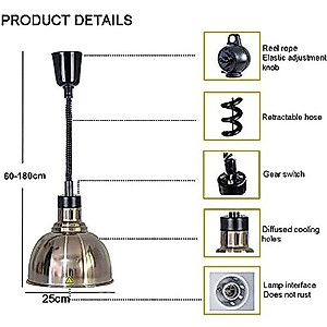 LINKANRUO Commercial Food Heat Lamp Warmer to Keep The Food Fresh and Delicious for Buffet, Ideal for Steak, Pizza and Chicken, Professional Freestanding Heating Light,4pack Lamps