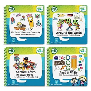 LeapFrog LeapStart Pre-K 4-Pack, for 3-6 yrs includes Mr. Pencil Sharpens Creativity, Read and Write, Around the World, Around Town With PAW Patrol