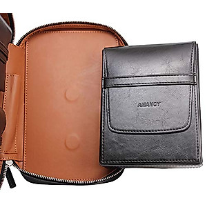 AMANCY Luxury Black Leather 5 Holder Cigar Humidor Case,Elegant Cigar Bag Pouch with Several Inner Accessory Pockets, Specialized Cigar Cutter and Lighter Contained