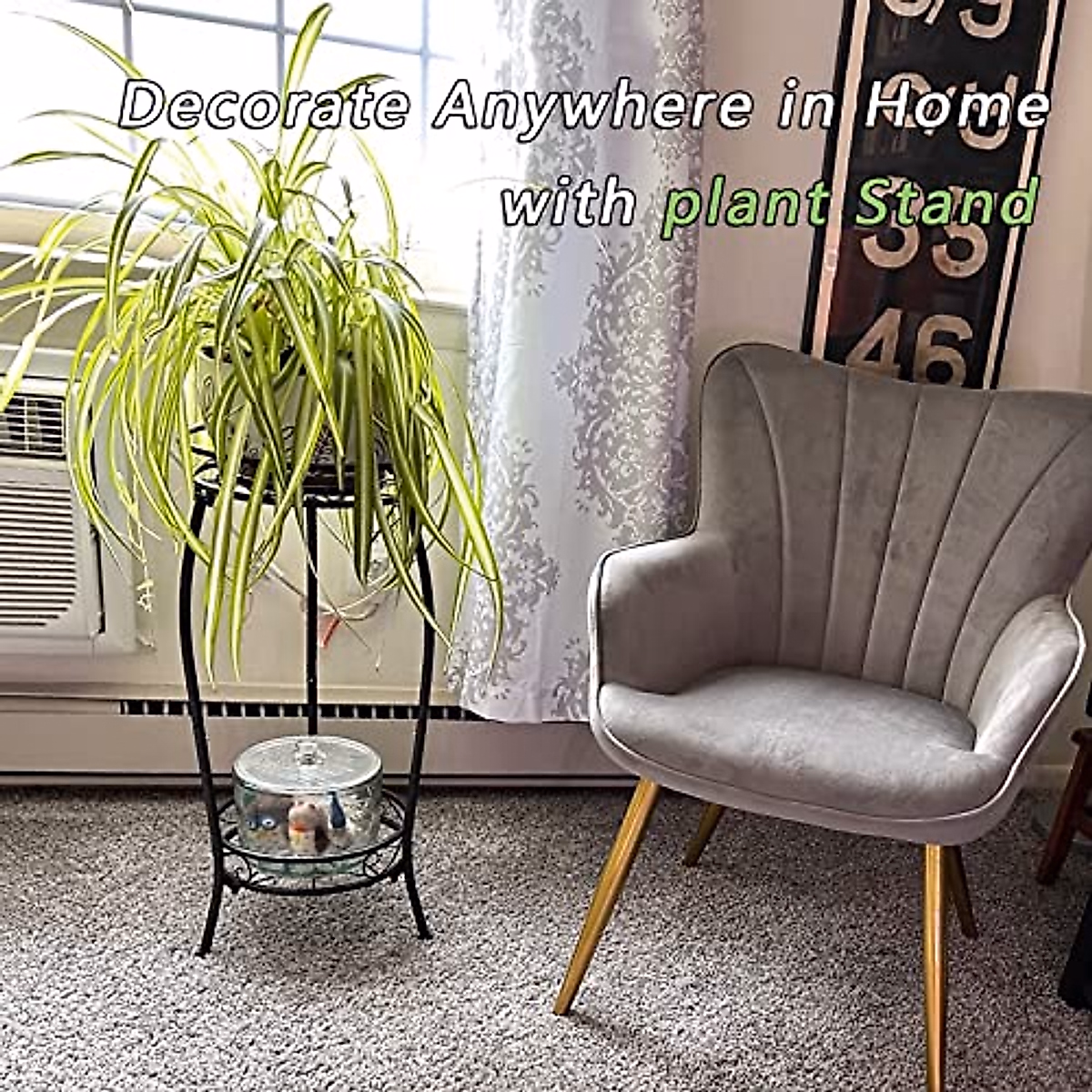 Cefzum Plant Stand Indoor Outdoor, 2 Tier Tall Metal Plant Shelf Corner Display Rack, 27'' Potted Multiple Pot Holder Decorative Flower Stand for Corner, Patio, Balcony Garden