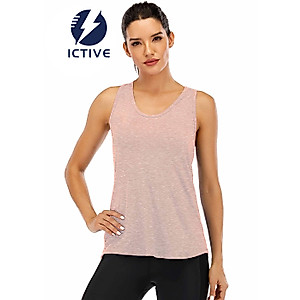 ICTIVE Workout Tank Tops for Women Sleeveless Yoga Tops for Women Mesh Racerback Tank Tops Muscle Tank Workout Tops for Women Backless Running Tank Tops Activewear Gym Tops Apricot M