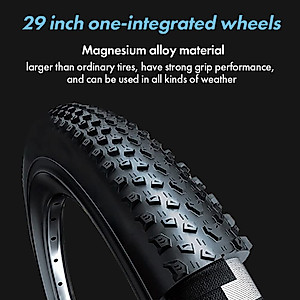 eECO-FLYING Electric Bikes for Adults,29inch Fat Tire electric mountain bicycle,500w 48v hidden in The frame Removable Battery E Bike (Black+Yellow logo)