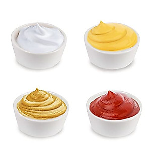 Palais Essentials Farmhouse Decor Porcelain Mini Dipping Bowls Sauce Dishes - Set of 4 Elegant White Soy Sause Dish (2 Oz Round Shape)