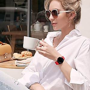 Lerobo No Gap Band Compatible with Samsung Galaxy Watch 7 6 5 4, 40mm 44mm/5 Pro 45mm/4 Classic 46mm 42mm, 20mm Sport Strap Wristband for Men Women, Red