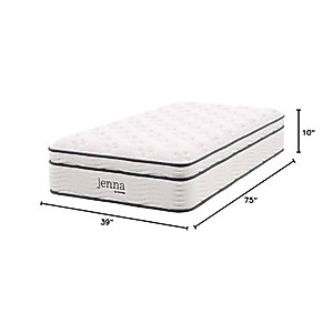 Oakestry Jenna 10-inch Twin Size Memory Foam Mattress Separately Encased with Wrapped Pocket Coils for Cool Sleep and Pressure Relief, White
