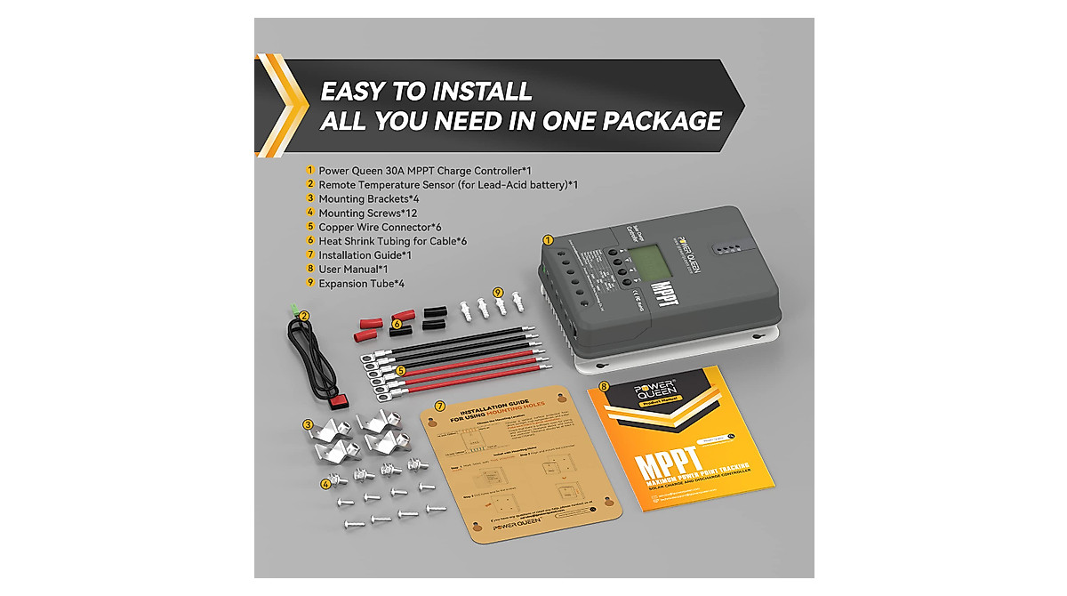 Power Queen 30A MPPT Solar Charge Controller for RVs