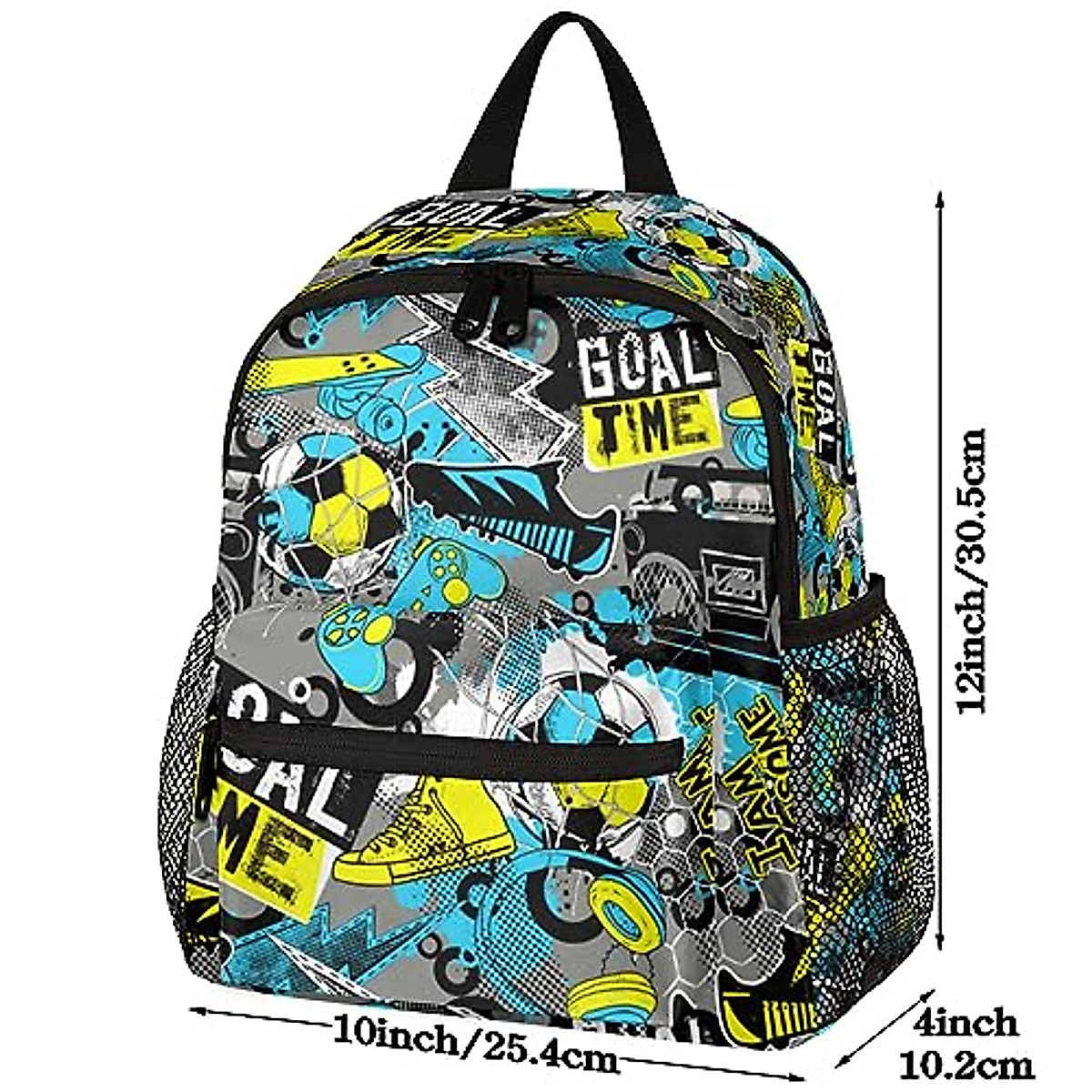 Sports Soccer Football Kids Backpack for Boys, Soccer Ball Skateboard Toddler Mini Backpack for Elementary Nursery Kindergarten Preschool, Back to School Bookbags Student Travel Bag with Chest Strap