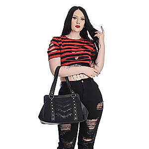 Lost Queen Gothic Night Wings Handbag Bat and Metal Stud Purse