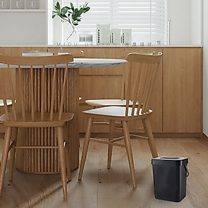 COMODA Kitchen Compost Bin for Countertop, Mountable Indoor Compost Bucket Waste Bin with Lid, Hanging Small Trash Can with Lid Under Sink for Kitchen Bathroom, black, LK065QTCQS365J85