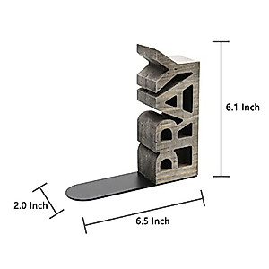 OwlGift Rustic Gray Wood Read & Pray Block Word Bookends, Unique Appearance Design, Home Office Decorative Book Stand, 1 Pair