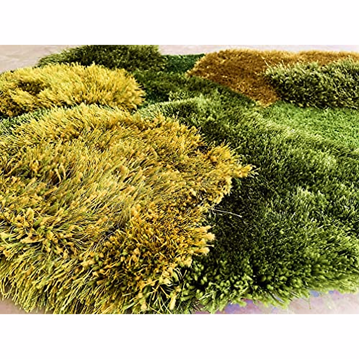 lzteck Patchwork,Abstract,Geometric Shag, Artificial Grass Area Rug, Fake Grass Moss Tundra Rugs, Fluffy Kids Toddles Carpets, Living Room,Nursery Mats,Balcony,Patio Rugs 2.6x3.9ft