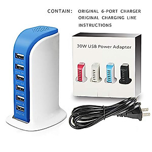 6-Port USB Wall Charger Desktop Charging Station Quick Charge 2.1,Compatible with lphone 13, 12, 11, XS, XR, X, SE, 8, 7, Ipads, Samsung Galaxy, Tablets and Other Electronics(Black)