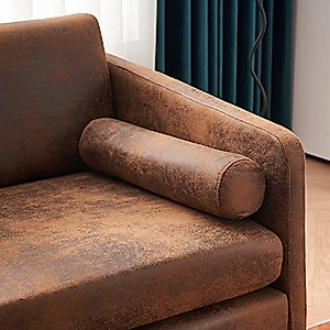 Karl home Loveseat Sofa 52" Bedroom Couch Mid-Century 2-Seat Sofa Bronzing Cloth Upholstered Love Seat with Metal Legs for Living Room, Bedroom, Balcony, Apartment, Office, Brown