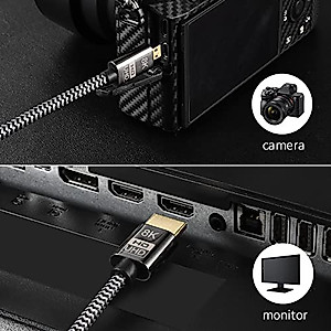 Micro HDMI to HDMI 2.1 8K Cable 5FT, Ultra High Speed 8K@60Hz 4K@120Hz 48Gbps HDMI Cord Compatible with Digital Cameras, Camcorders, Tablets (5.00)
