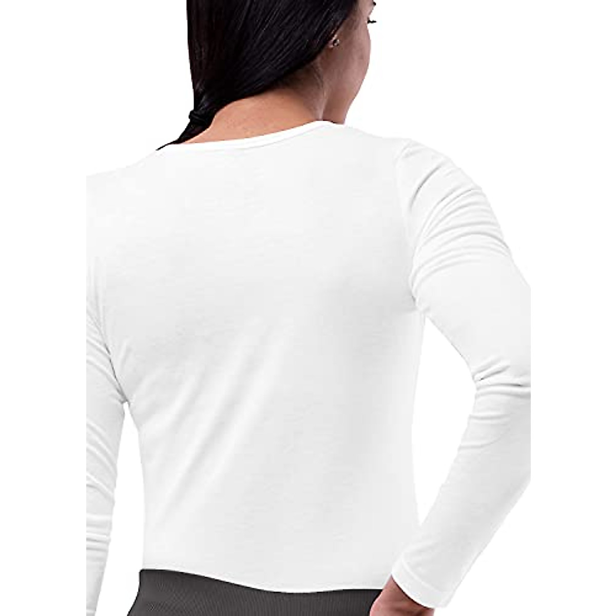 Sivvan Scrubs for Women - Long Sleeve Comfort Underscrub Tee 2-Pack - S85002 - White - M