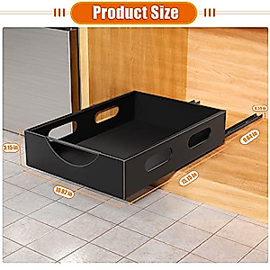caktraie Pull Out Cabinet Organizer Fixed with Adhesive, Slide Out Drawer Storage Shelves - 10.8" W x 15.15" D Heavy Duty Pull Out Drawers for Kitchen Cabinets, Living Room, Home - Black