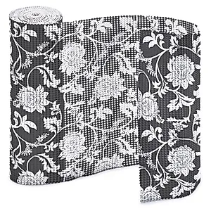 RAY STAR Shelf Liner, Non-Adhesive Refrigerator Liners for Shelves Washable 12 * 120 inch, Vinyl Shelf Drawer Liner Non-Slip Bathroom Cabinet Liner for Kitchen/Storage/Desks (Flower-2)
