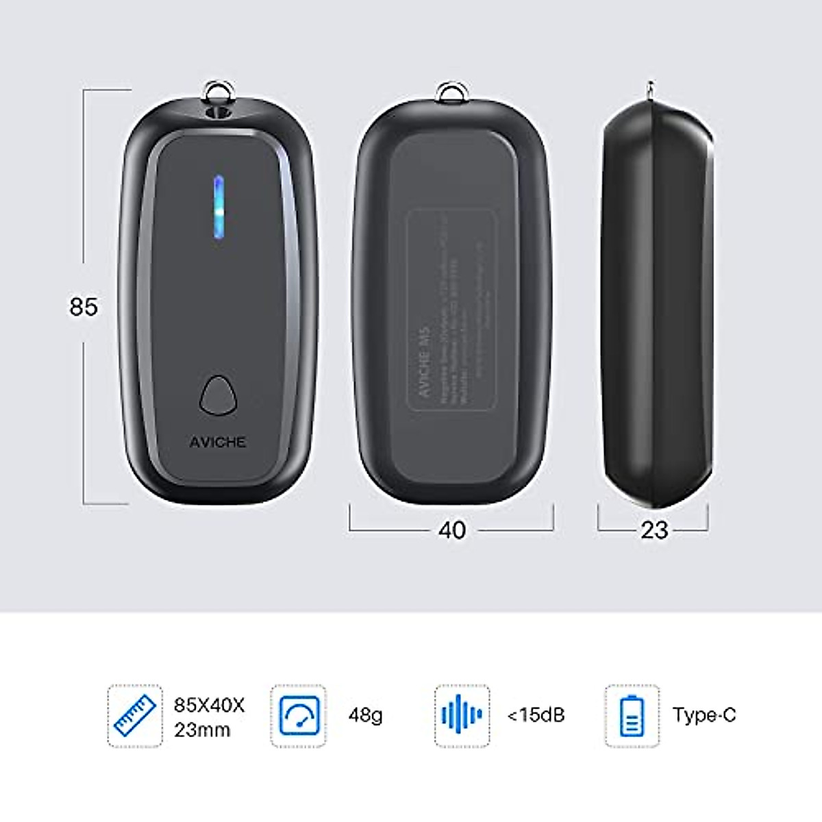 AVICHE M5 Necklace Wearable Mini Personal with USB | Black