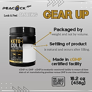 Peacock Max Keto Multi Collagen 5 Types with Bone Broth, Unflavored 16.2 oz Nutrition Protein Powder with Hydrolyzed Peptides, MCT Oil, Biotin, Supports Joints, Bones, Skin, Gut Health
