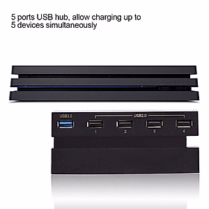 Bewinner USB Hub for PS4, 5 Ports/Multi-Ports/Low /Easy Installation/Stylish Hub ABS Hub for PS4 Game Console with USB 3.0 and USB 2.0 Port