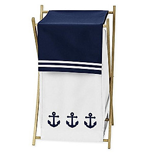 Baby/Kids Clothes Laundry Hamper for Anchors Away Nautical Navy and White Bedding