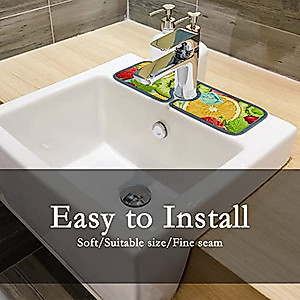 Kitchen Faucet Absorbent Mat 2 Pieces Summer Fruit Faucet Sink Splash Guard Bathroom Counter and RV,Faucet Counter Sink Water Stains Preventer
