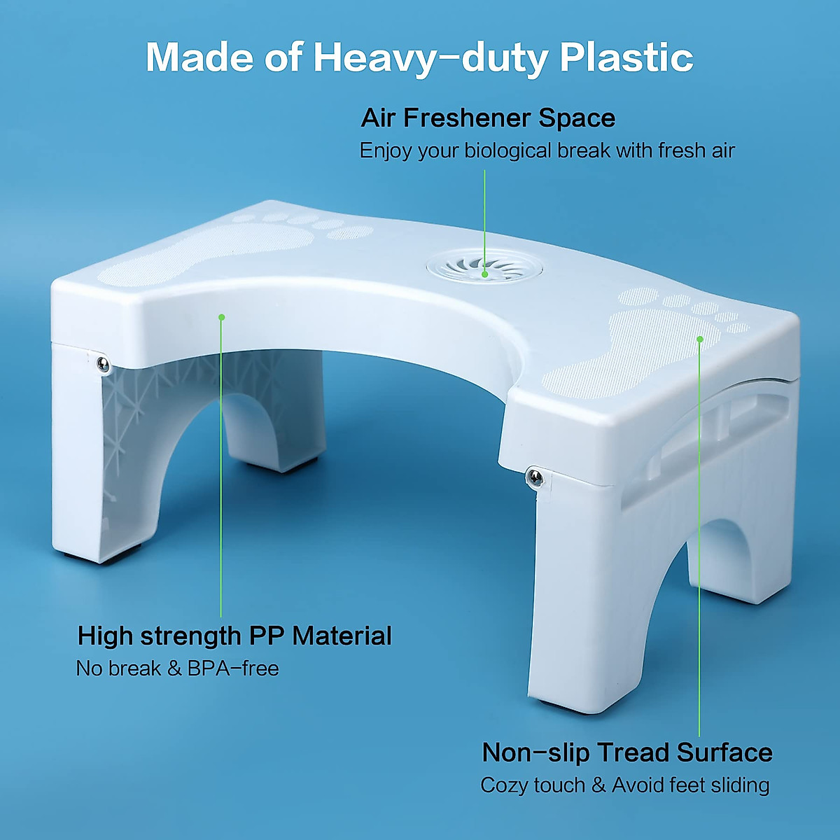 Foldable Toilet Potty Stool for Adults, 7" Heavy Duty Plastic Portable Squatting Poop Foot Stool with Freshener Space, Bathroom Non-Slip Toilet Assistance Step Stool - Gifts for Kids Seniors