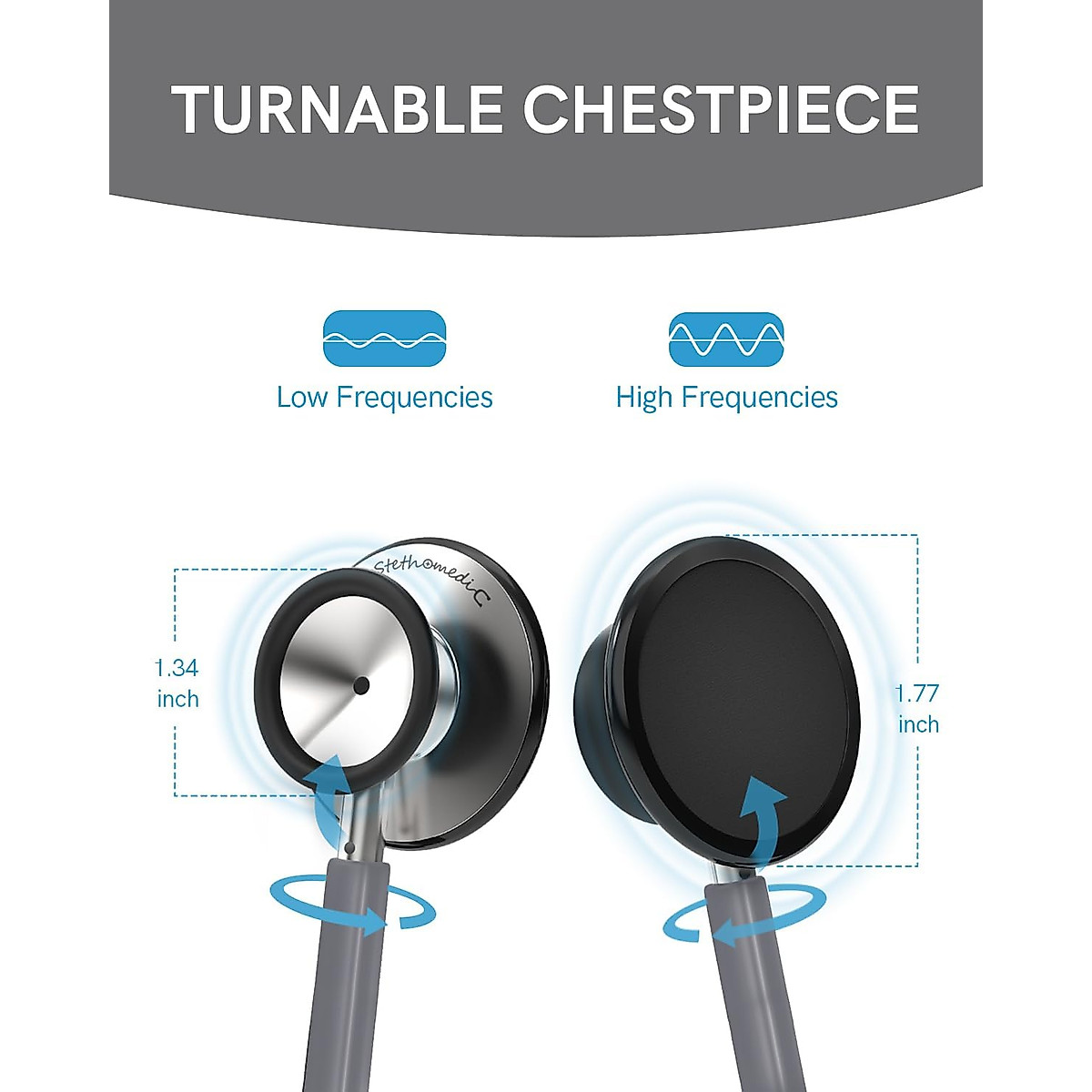 FriCARE Dual Head Stethoscope - Stethoscopes for Nurses, Medical Nursing Students, Paramedics/EMT/LVN/VNA Backup - FSA/HSA Eligible Estetoscopio, Haze Grey Tube, Stainless Steel Chestpiece