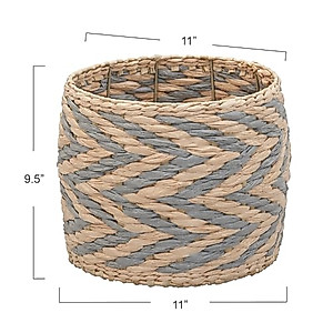 Household Essentials, Natural and Gray Cattail and Paper Zee Basket