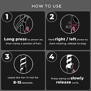 TYMO ROTA Automatic Curling Iron Wand, 1 1/4 Inch Ionic Rotating Hair Curler for Long Hair with Extra Large Nano Titanium Barrel and 5 Adjustable Temps for Professional Hair Styling